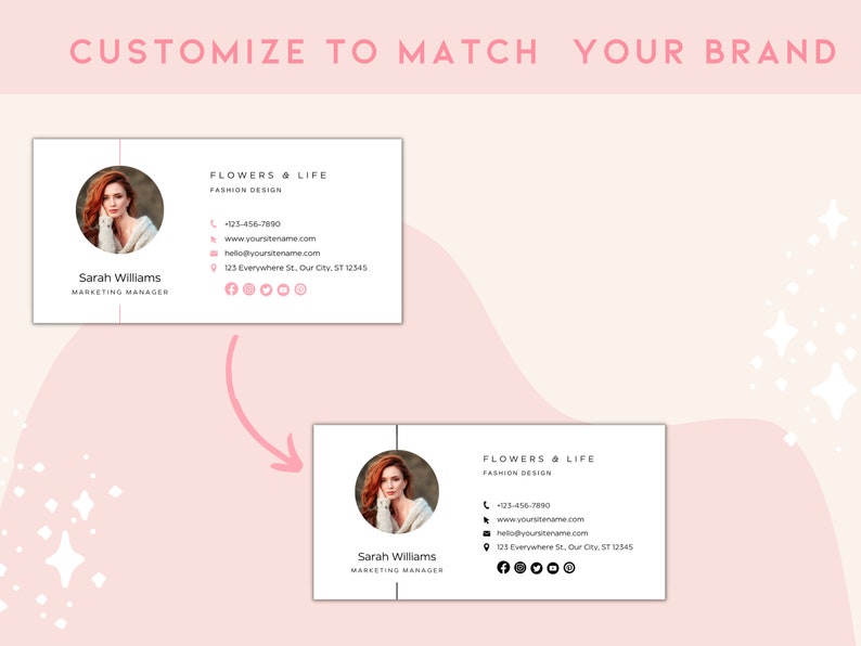 Flowers & Life Email Signature Template Canva Email Signature Template ...