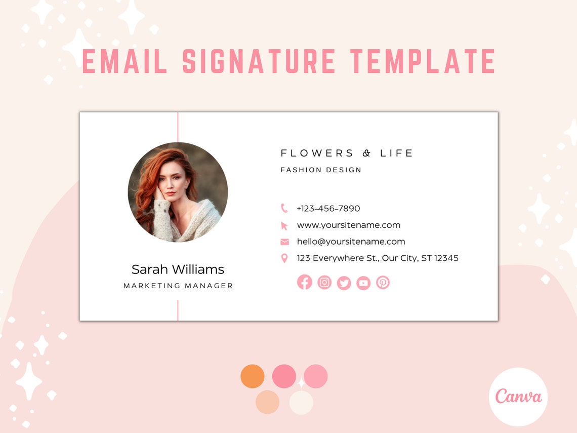 Flowers & Life Email Signature Template Canva Email Signature Template ...