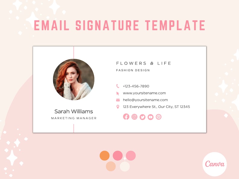 Flowers & Life Email Signature Template Canva Email Signature Template ...