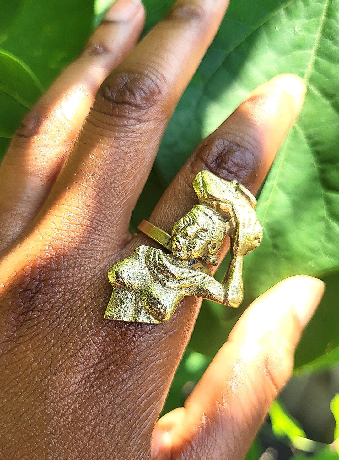 Mama Africa Brass Statement Ring, African Statement Jewelry, Raw Brass ...