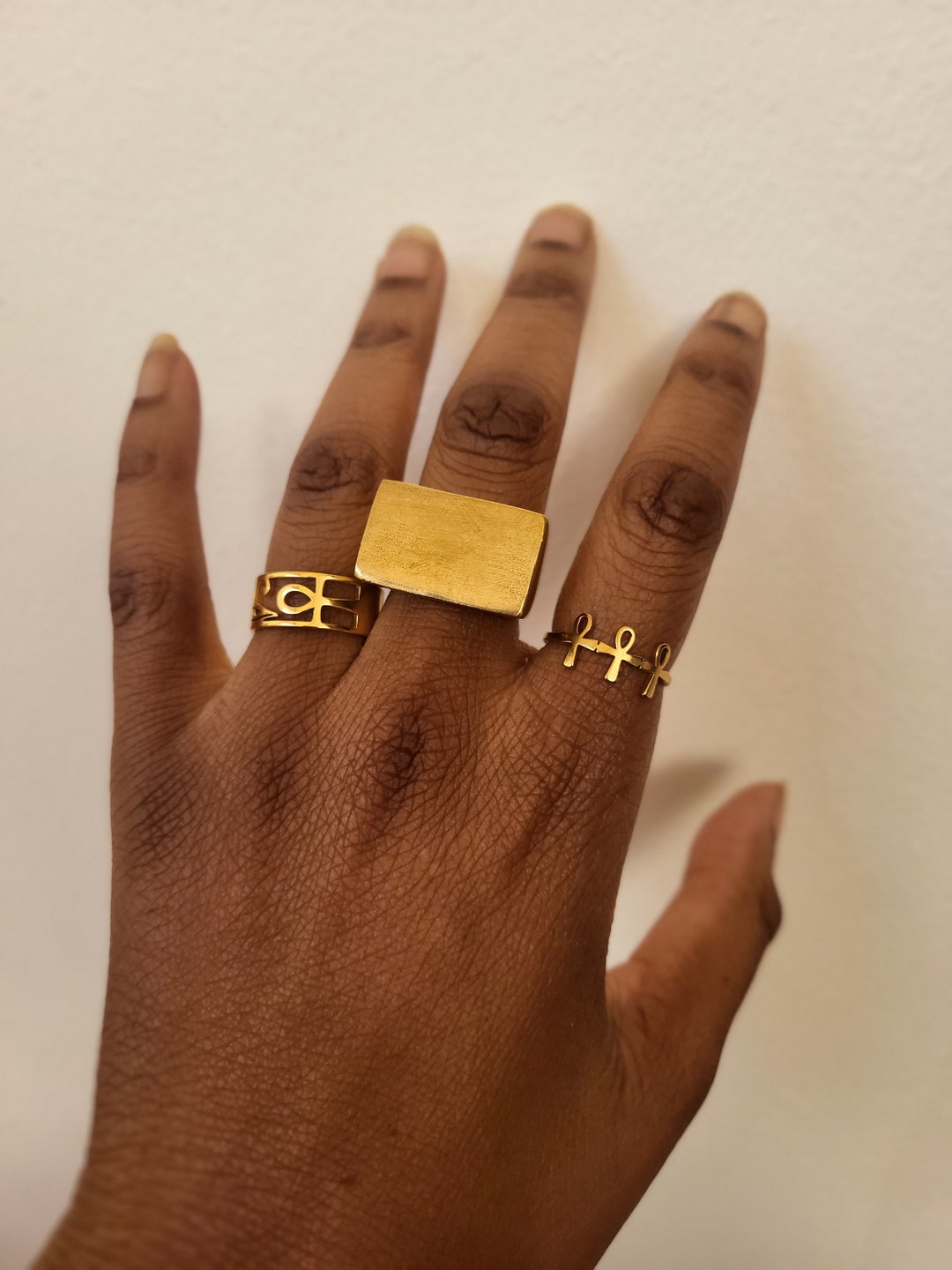 African Geometric Brass Statement Ring, African Statement Jewelry, Raw ...