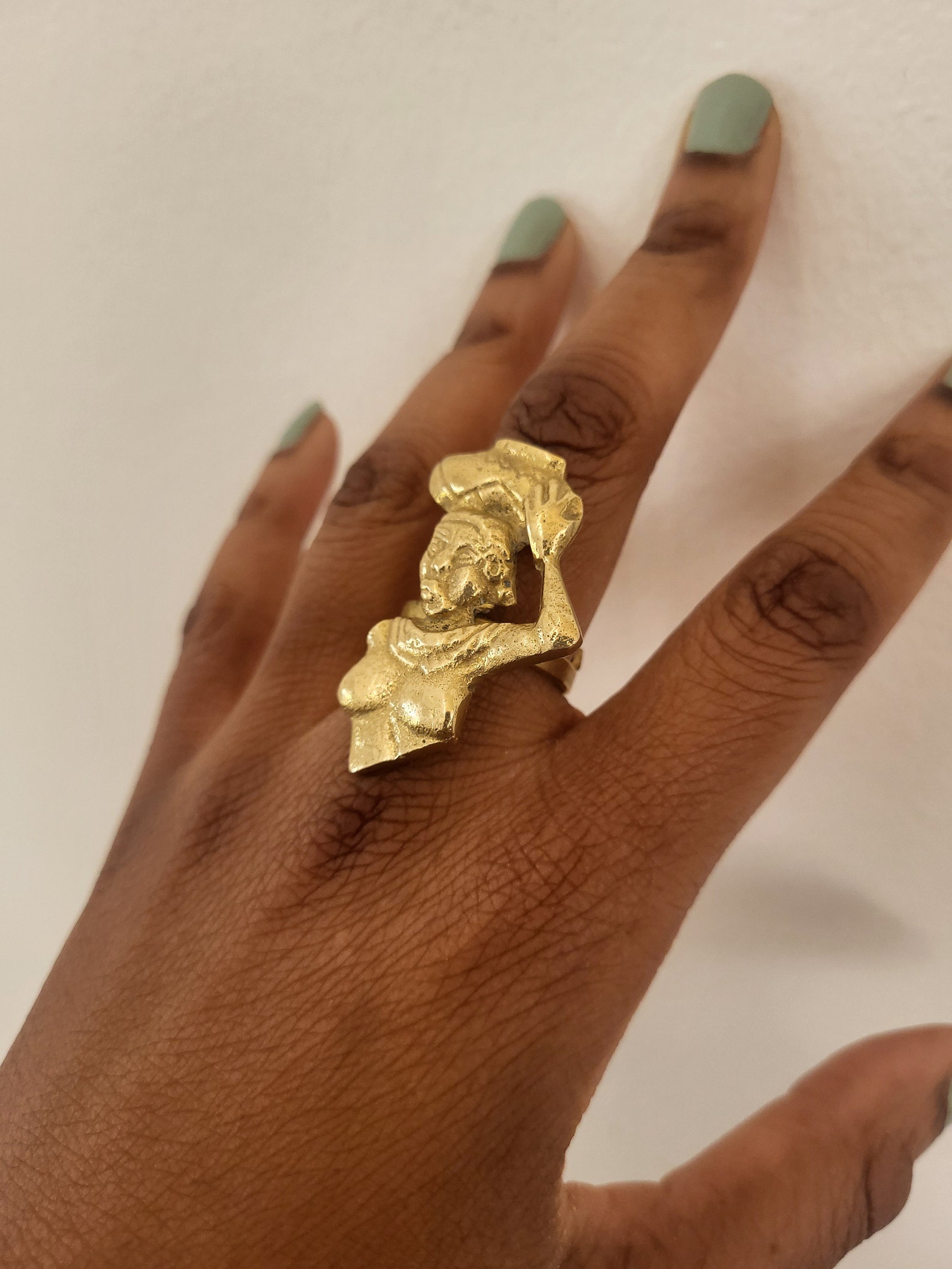 Mama Africa Brass Statement Ring, African Statement Jewelry, Raw Brass ...