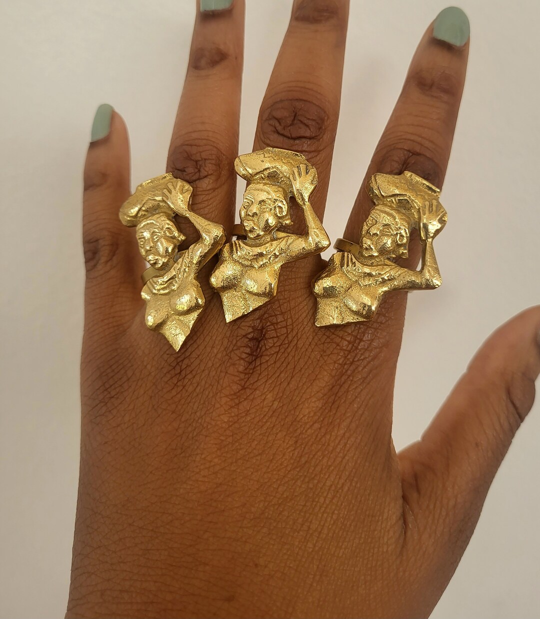 Mama Africa Brass Statement Ring, African Statement Jewelry, Raw Brass ...