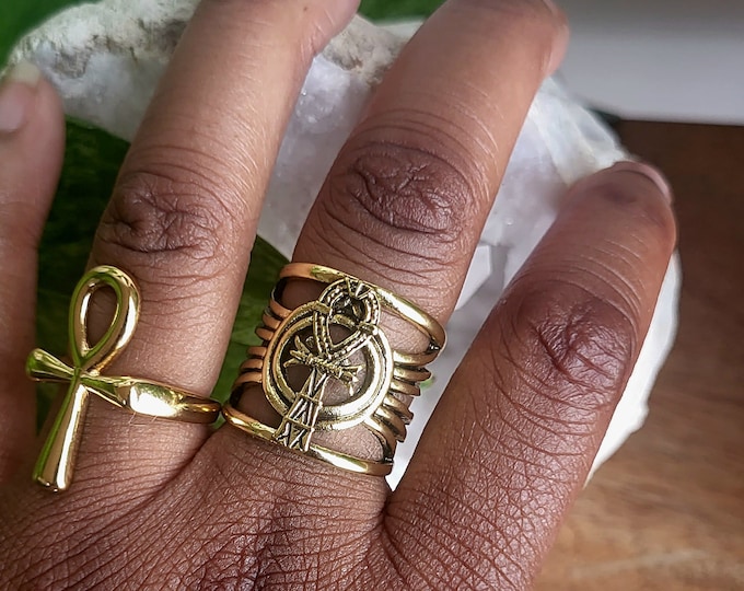 Gold Ankh Ring// Gold African Statement Ring // Ankh African Jewelry ...