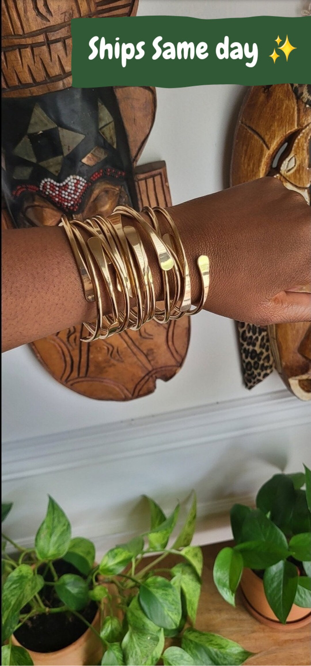 SALE African Brass Bangles, Stackable Bracelets, Boho Statement Bangles ...