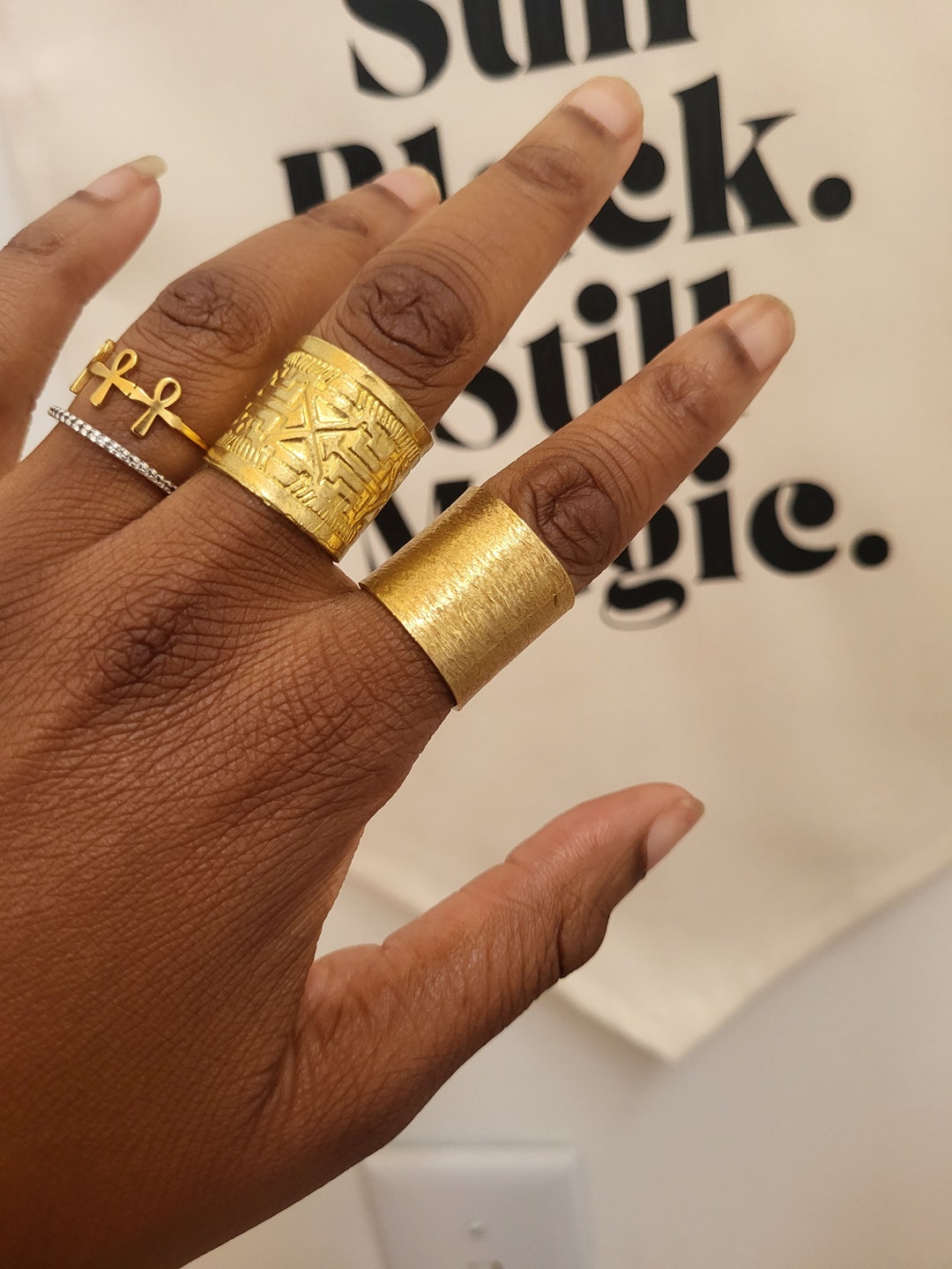 African Brass Ring, Geometric Brass Jewelry, Boho Statement Ring ...