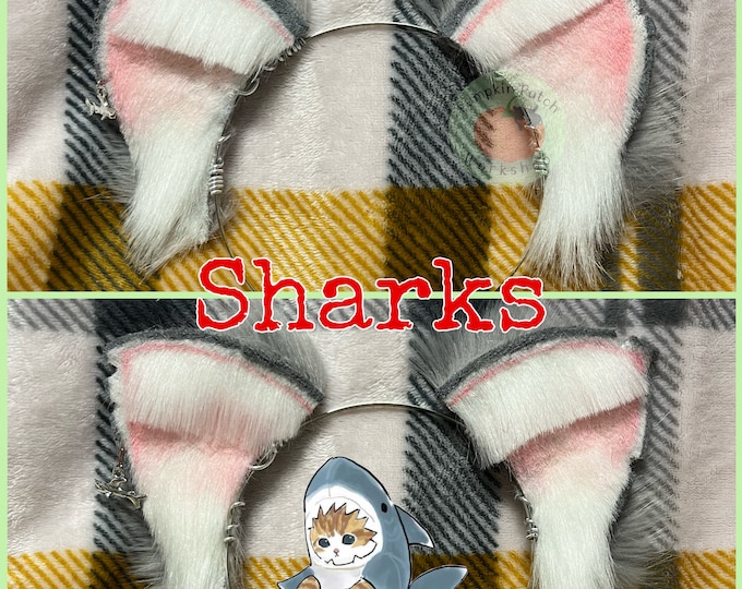 MTO Gray Siren Ears | Gray and Black Water Creature Ears | Fantasy Ears ...