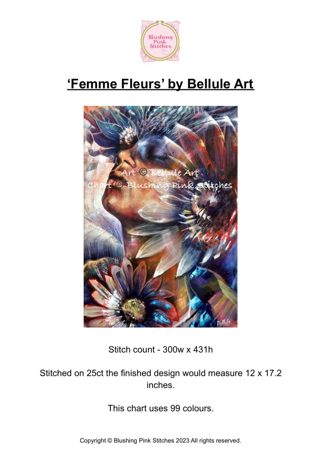 Femme Fleurs Lady Floral Cross Stitch Pattern Digital Pattern Pattern ...