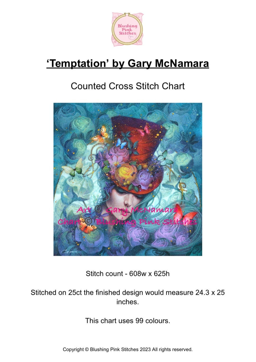 Temptation Floral Fancy Lady Cross Stitch Pattern Digital Pattern ...