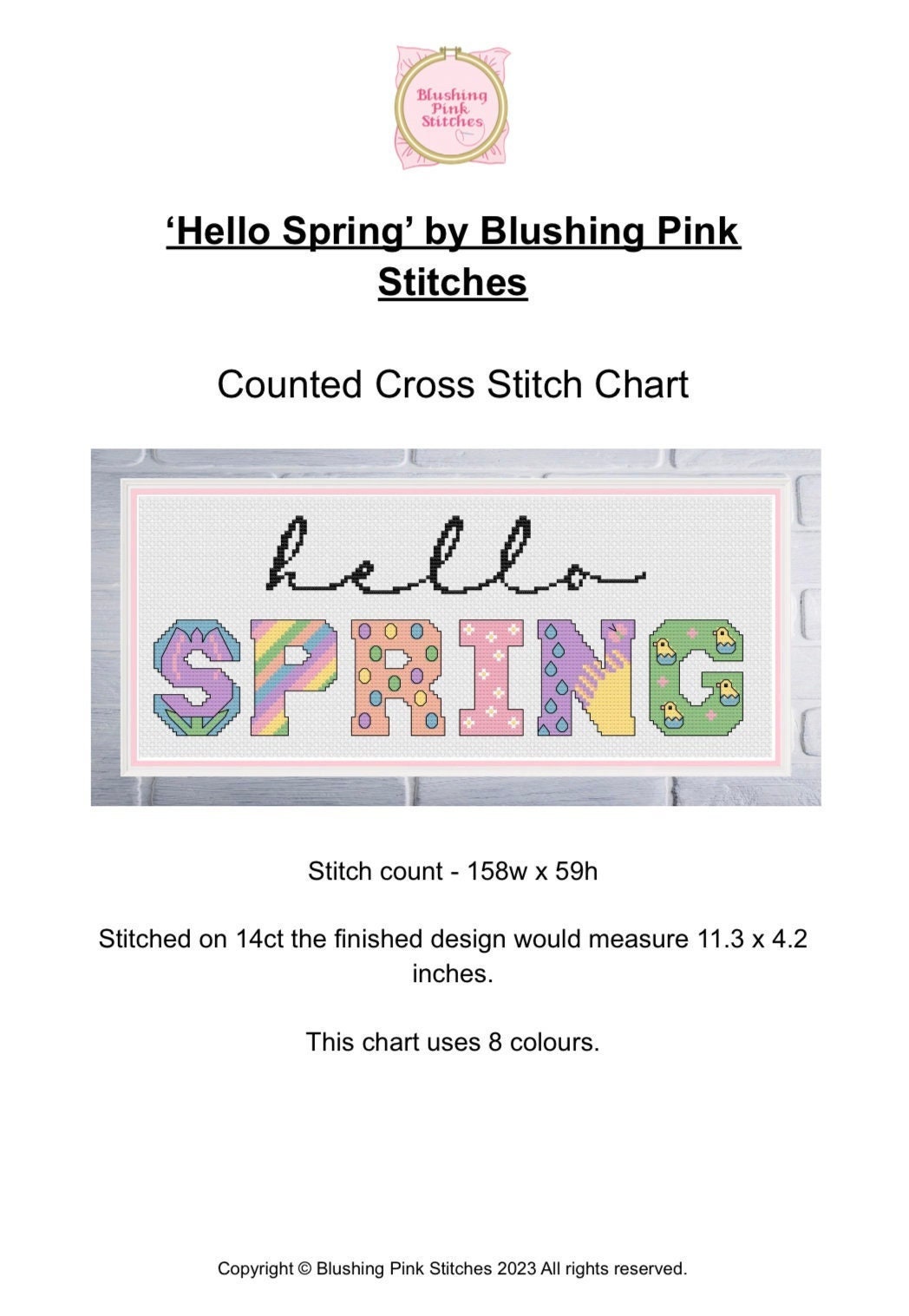 Hello Spring Cross Stitch Pattern Digital Pattern Pattern Keeper ...