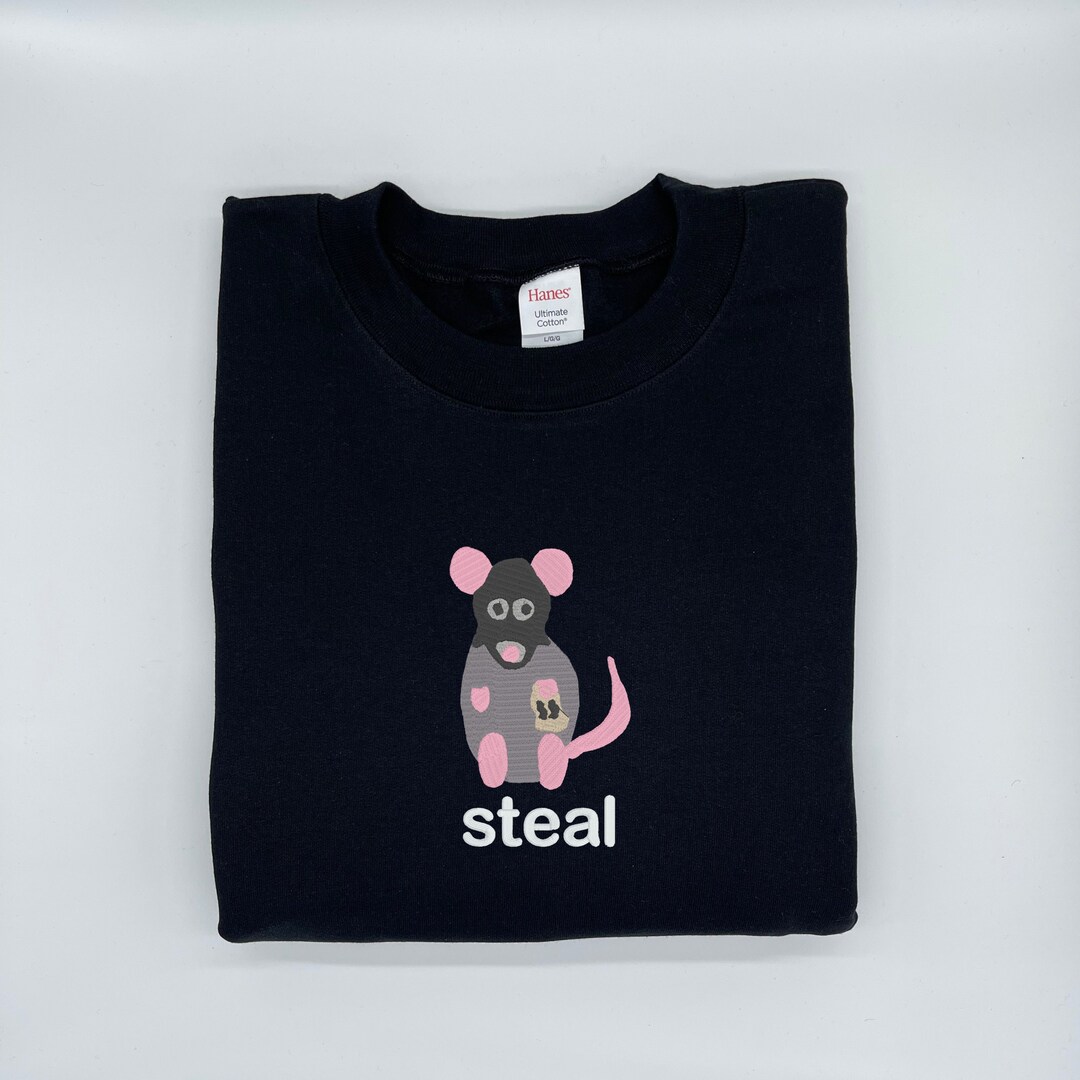 Steal Rat, Funny Rat Meme, Criminal Rat, Custom Embroidered Crewneck ...