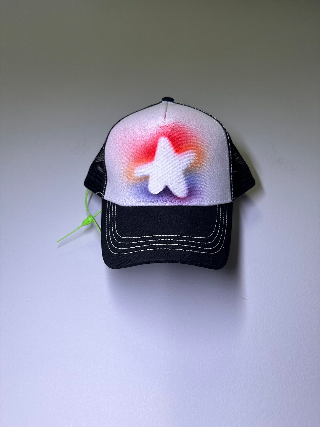 Rainbow Groovy Blob Star Airbrushed Trucker Hat - Etsy