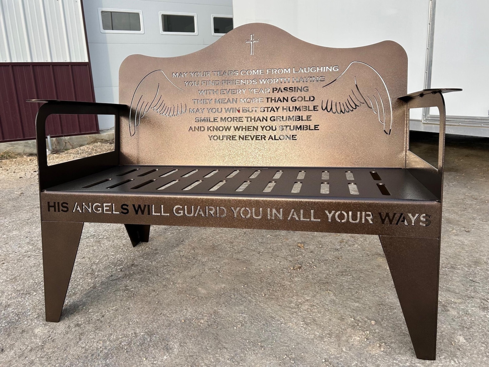 Personalized Heavy Duty Metal Bench- Custom Made Memorial Bench- Powder ...