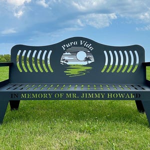 Personalized Heavy Duty, Powder Coated Six-foot Metal Bench- Custom ...