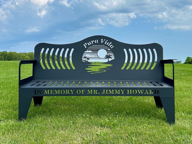 Personalized Heavy Duty Metal Bench- Custom Made Memorial Bench- Powder ...