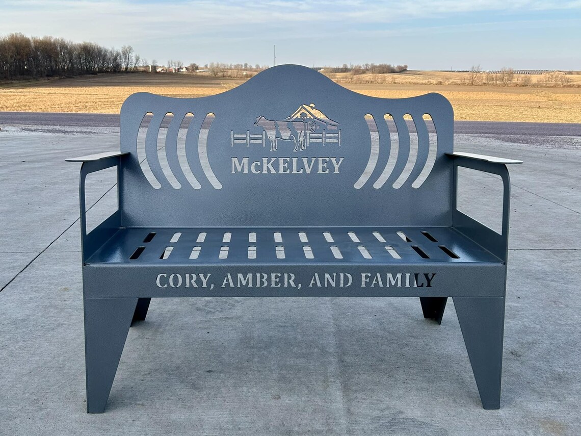 Personalized Heavy Duty Metal Bench- Custom Made Memorial Bench- Powder ...