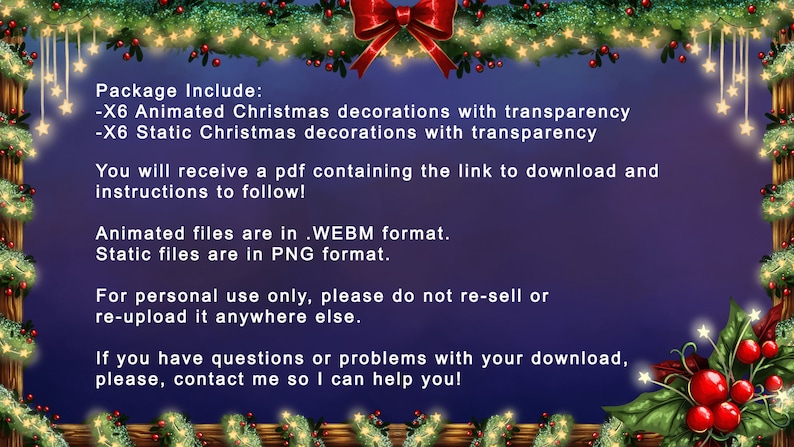 Animated Cute Garland Decorations Pack / Christmas Stream Ornamentation ...