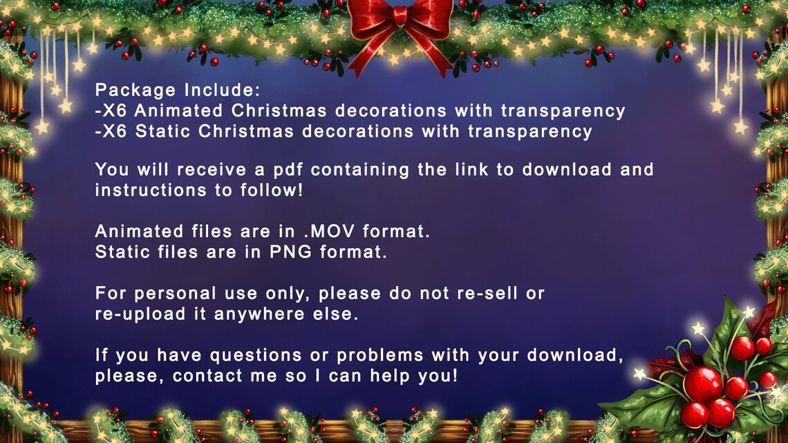 Animated Cute Garland Decorations Pack / Christmas Stream - Etsy