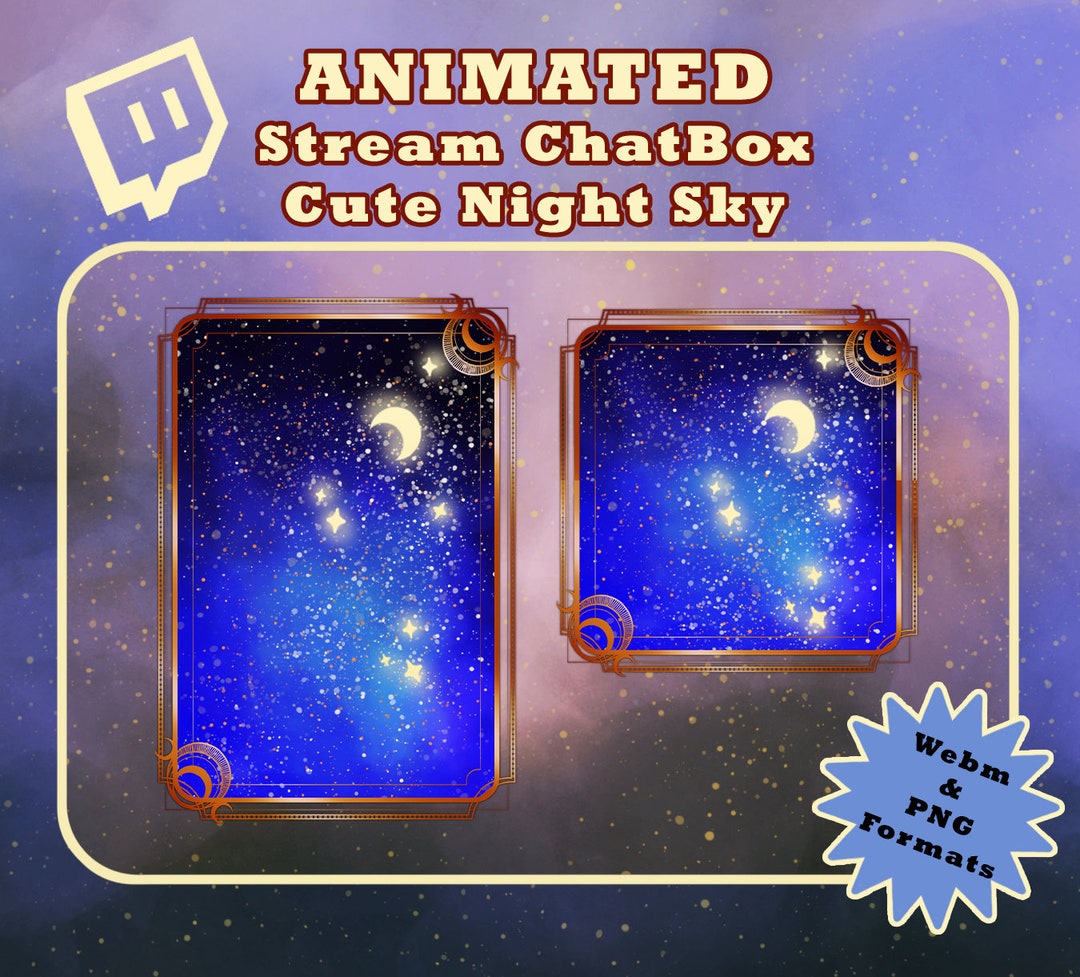 Animated Cute Night Sky Chatbox /stream Starry Asset / Twitch ...
