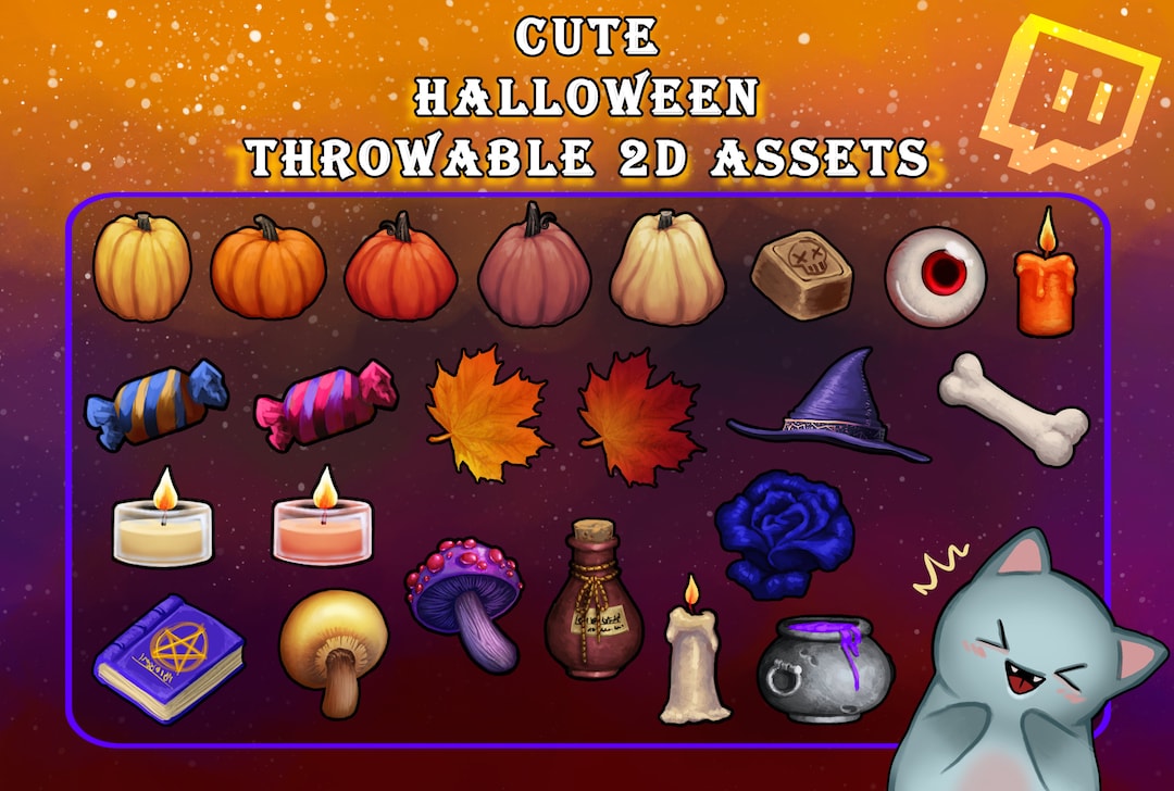 Cute Throwable 2D Assets Pack / Halloween Stream Bundle / Twitch ...