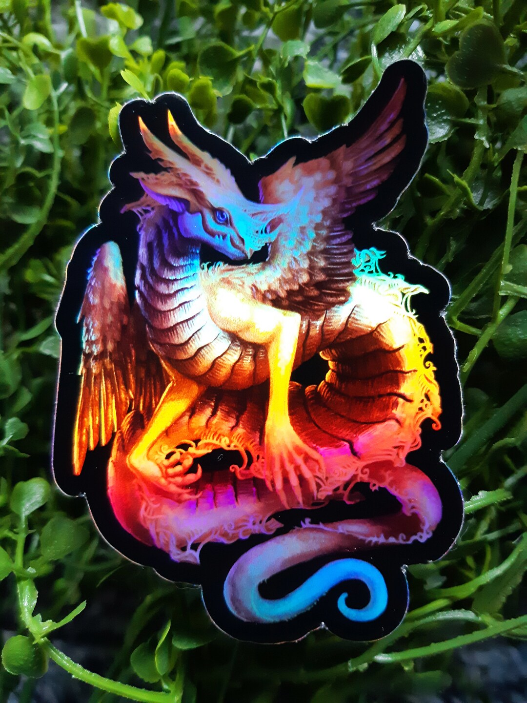 Holographic Golden Dragon Sticker - Etsy