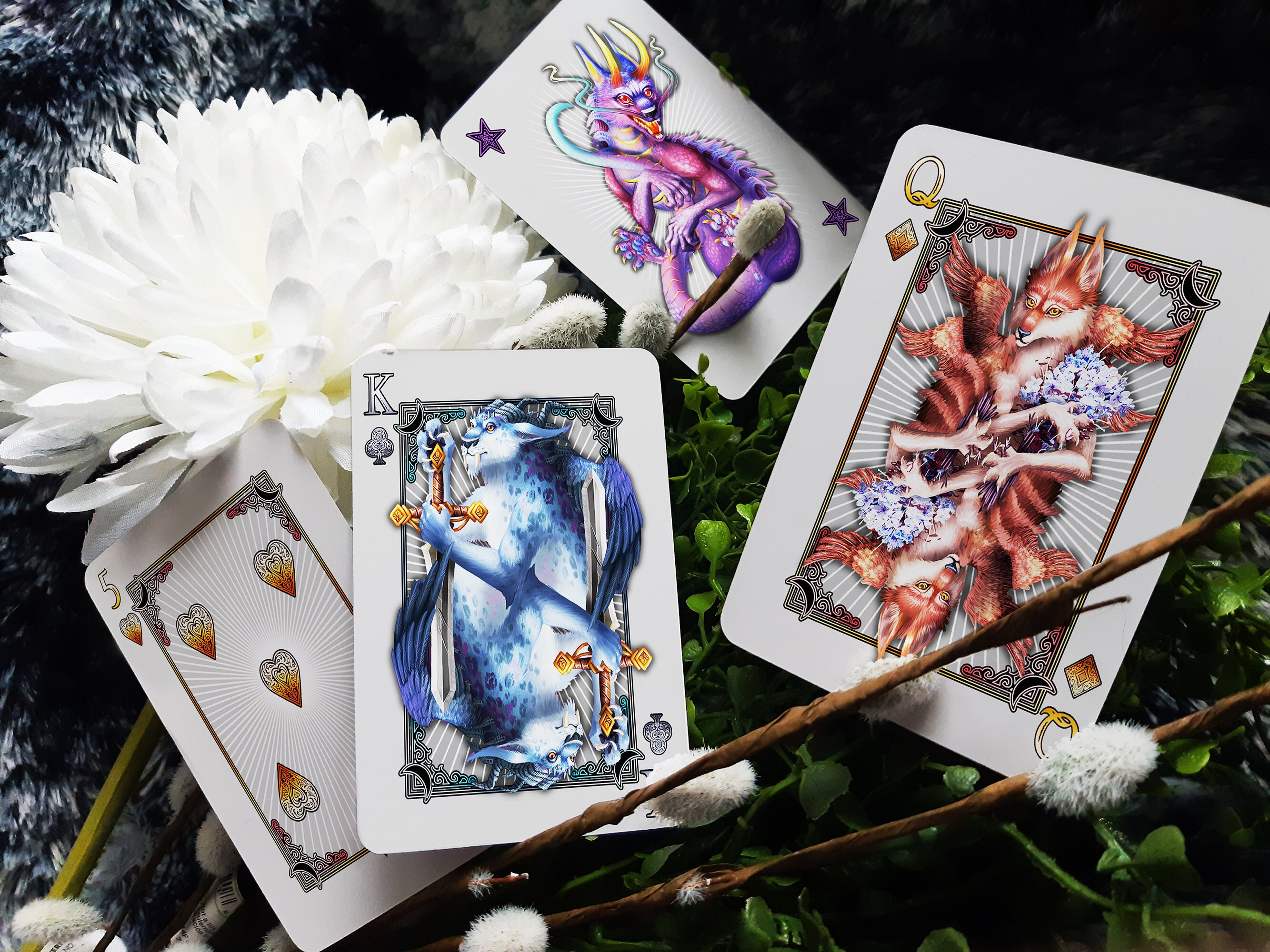 Unique Fantasy Playing Cards / Colorful Creatures / Art - Etsy