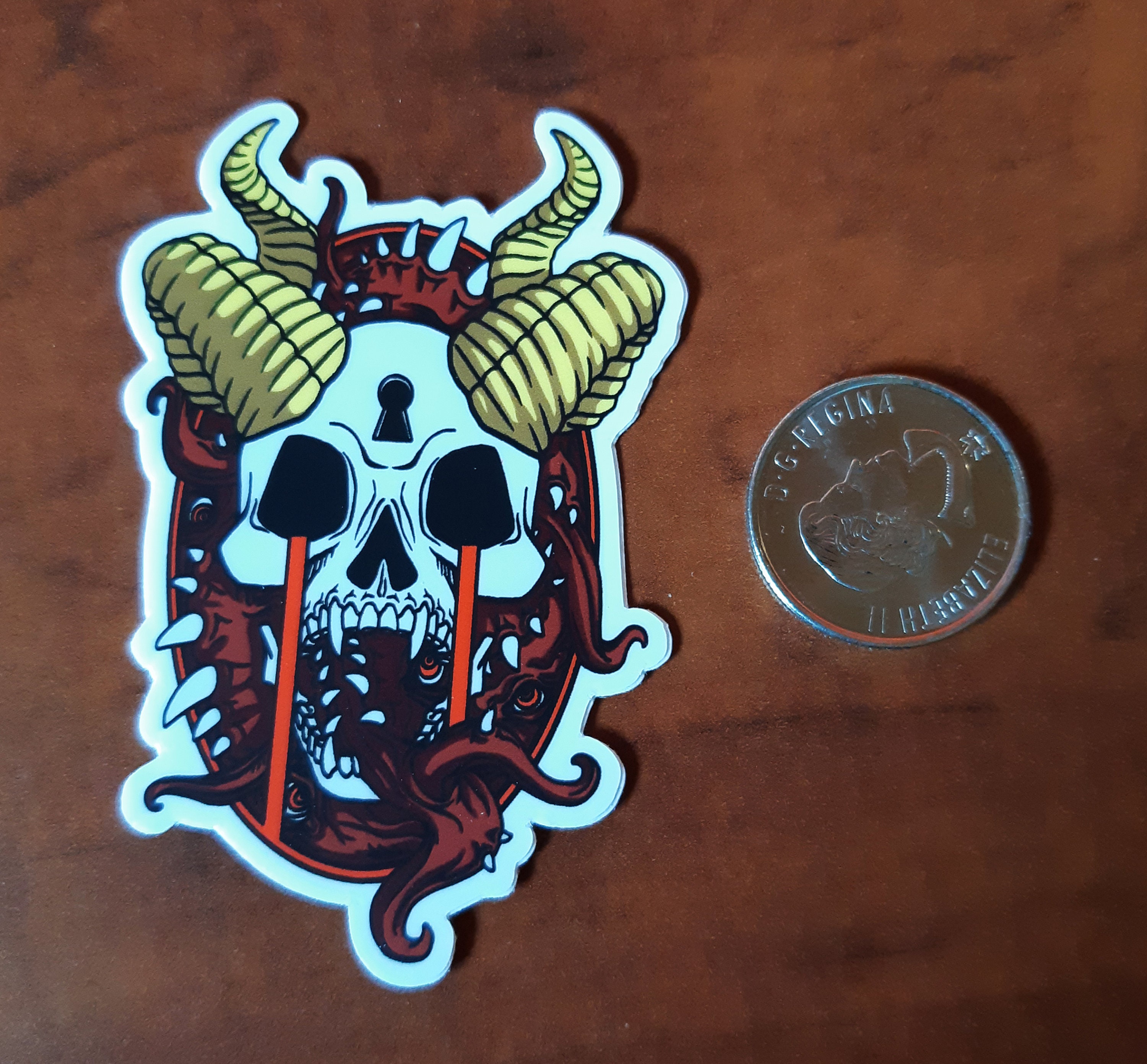 Stylized Creepy / Horror Horned Skull Vinyl Sticker - Etsy Canada