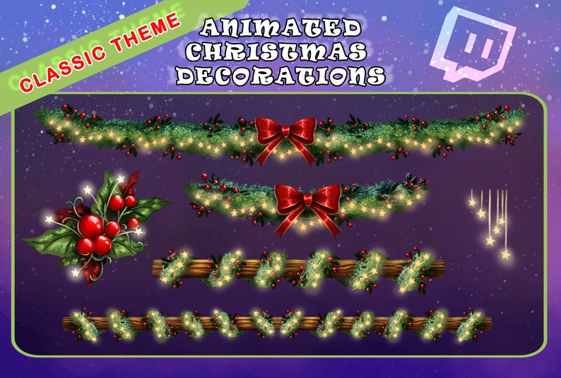Animated Cute Garland Decorations Pack / Christmas Stream Ornamentation ...