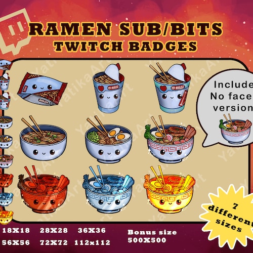 Twitch Sub Badges Ramen / Food Badges / Cute Badges / Studio - Etsy