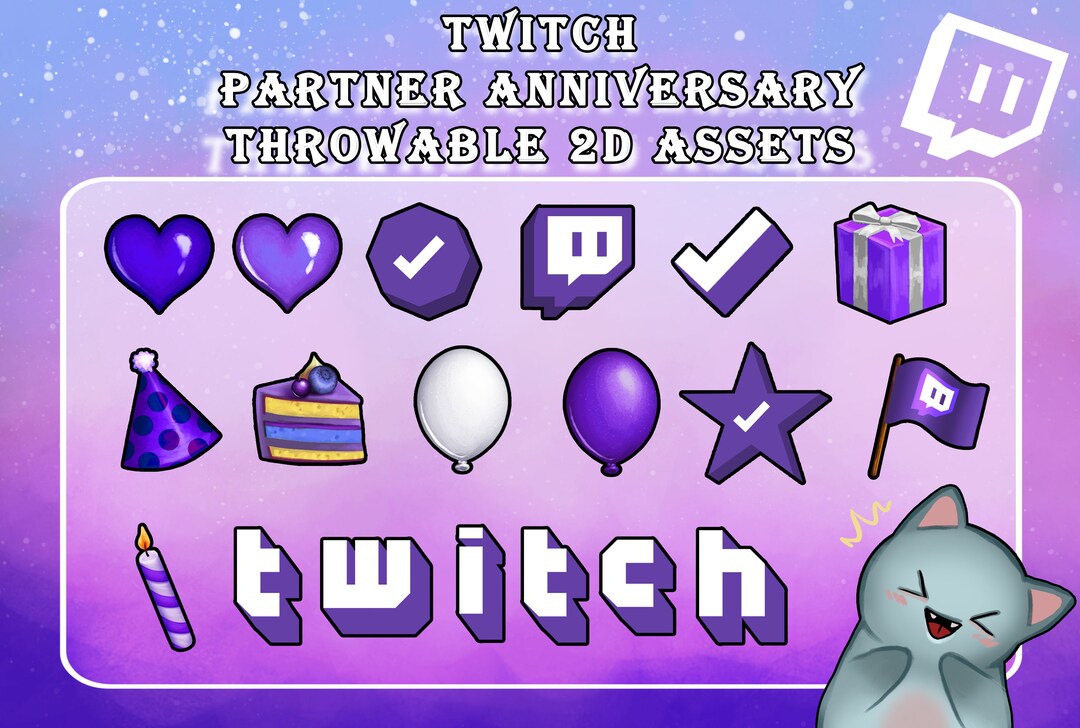 Cute Throwable 2D Assets Pack / Twitch Anniversary Stream Bundle / Partner / Affiliate / Heart ...