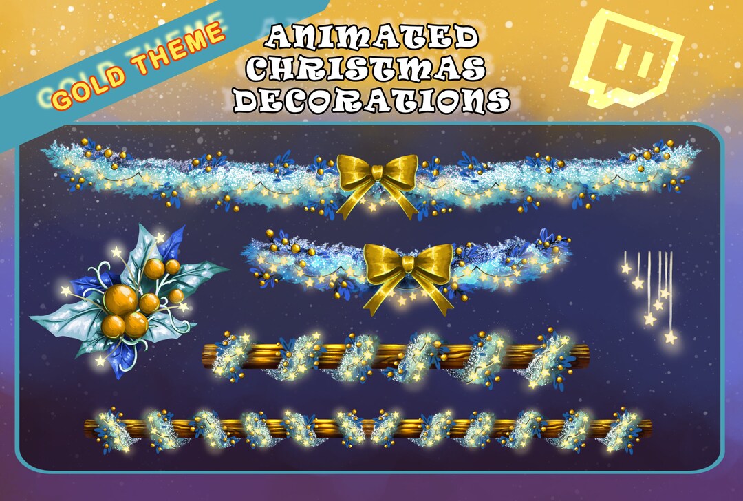 Animated Golden Garland Decorations Pack / Christmas Stream ...