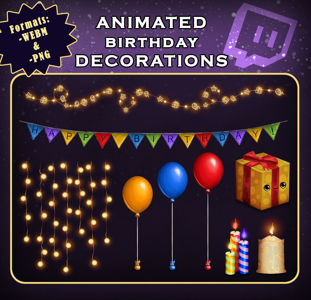 Animated Cute Birthday Decorations /stream Ornamentation Pack / Twitch ...