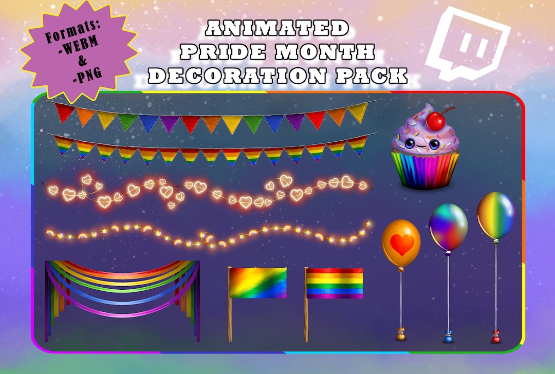 Animated Cute Pride Month /stream Ornamentation Pack / Twitch Assets ...