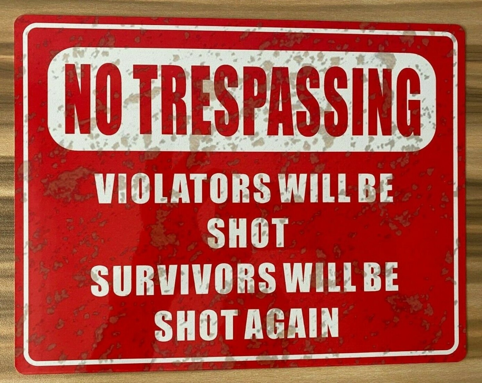 Warning NO TRESPASSING Novelty Fun Distressed Style Rusty Aluminium ...