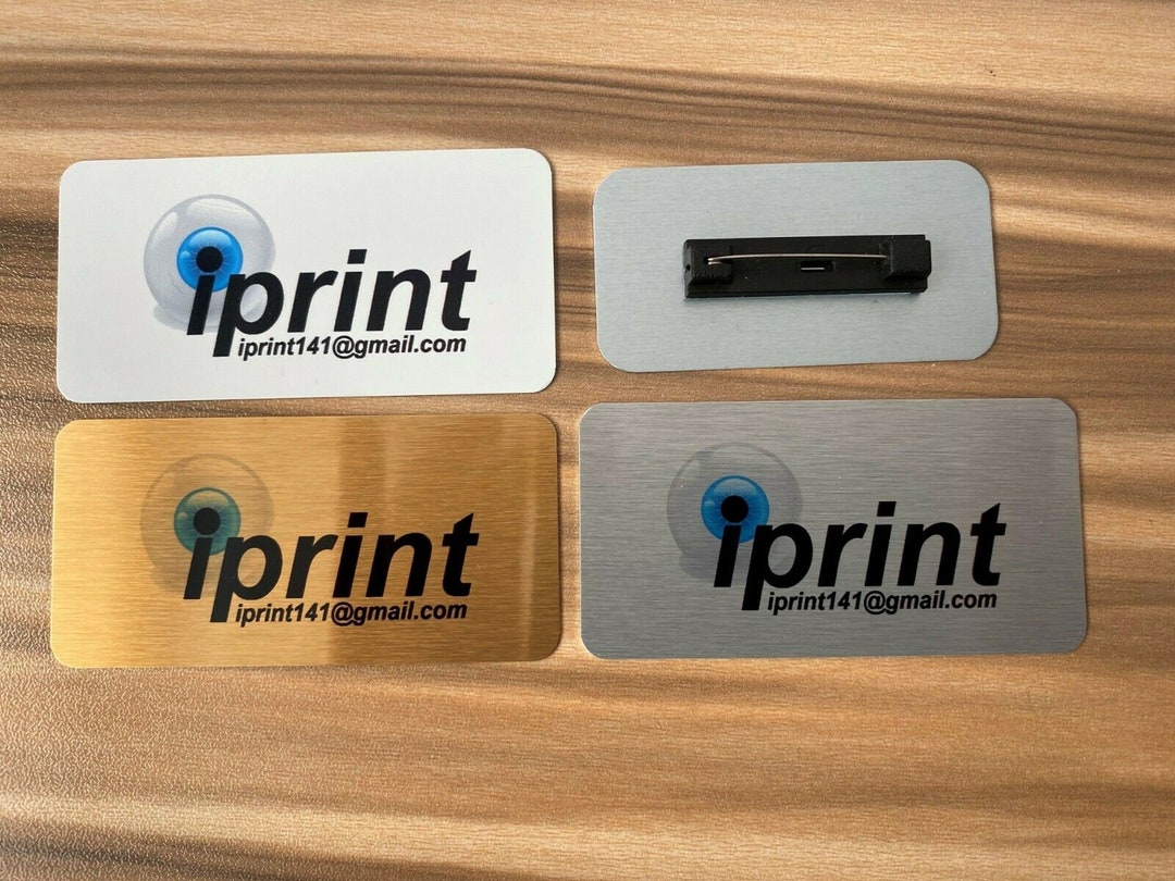 CUSTOM Printed ID Staff Name Badges Personalised Company Logo Aluminium ...