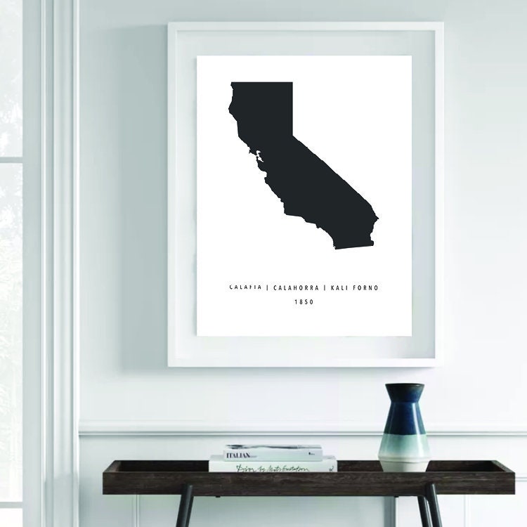 California State Statehood, Printable Wall Art Typography, Black and ...