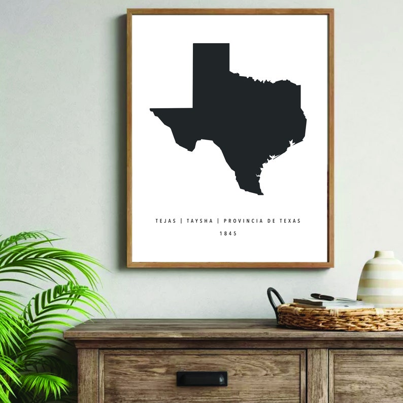 Texas State and Statehood, Printable Wall Art Typography, Black and ...