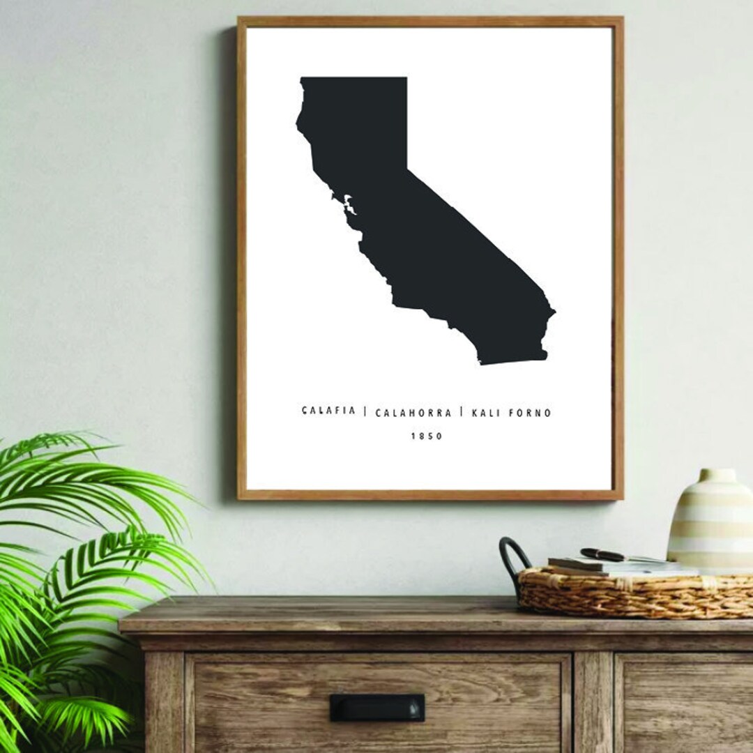 California State Statehood, Printable Wall Art Typography, Black and ...