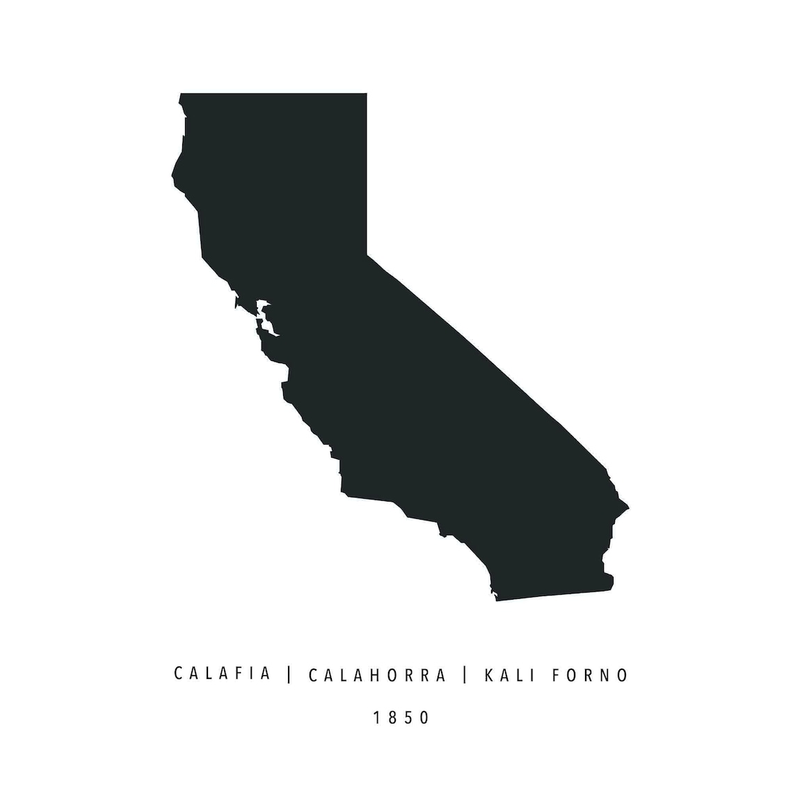California State Statehood, Printable Wall Art Typography, Black and ...