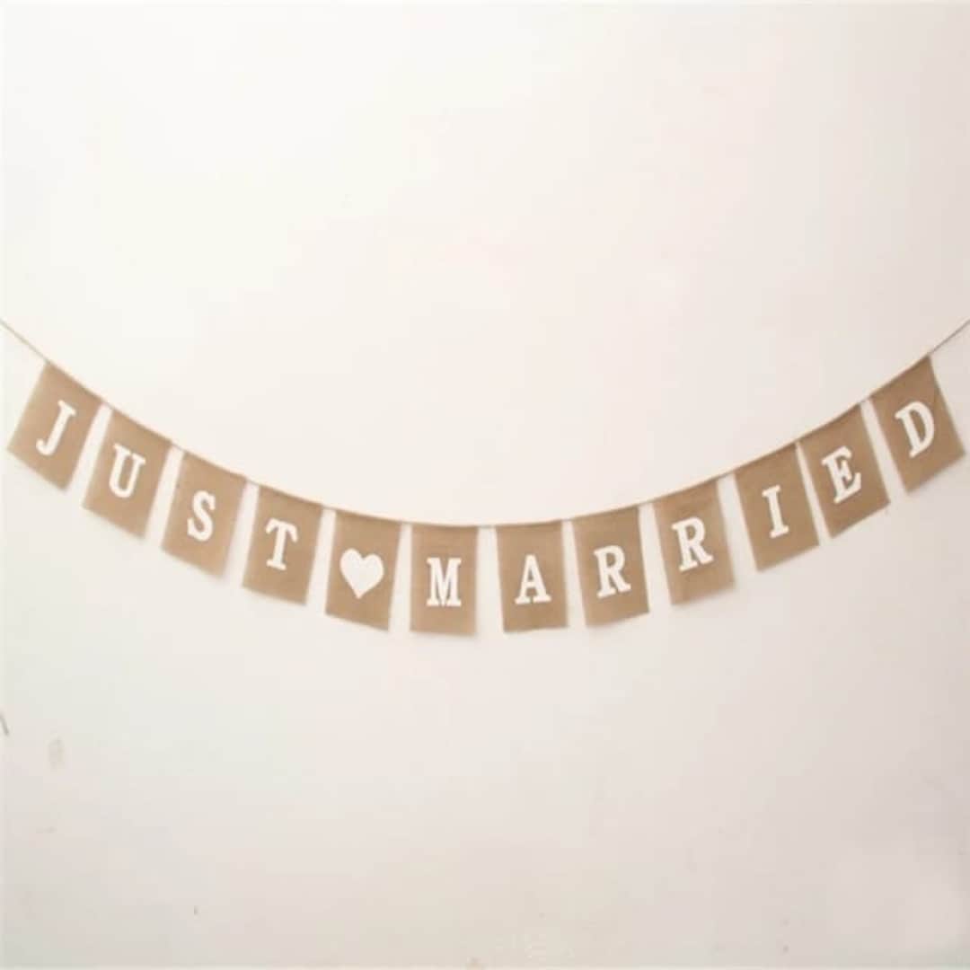 Just Married Bunting, Rustic Just Married Sign, Wedding Banner, Wedding ...