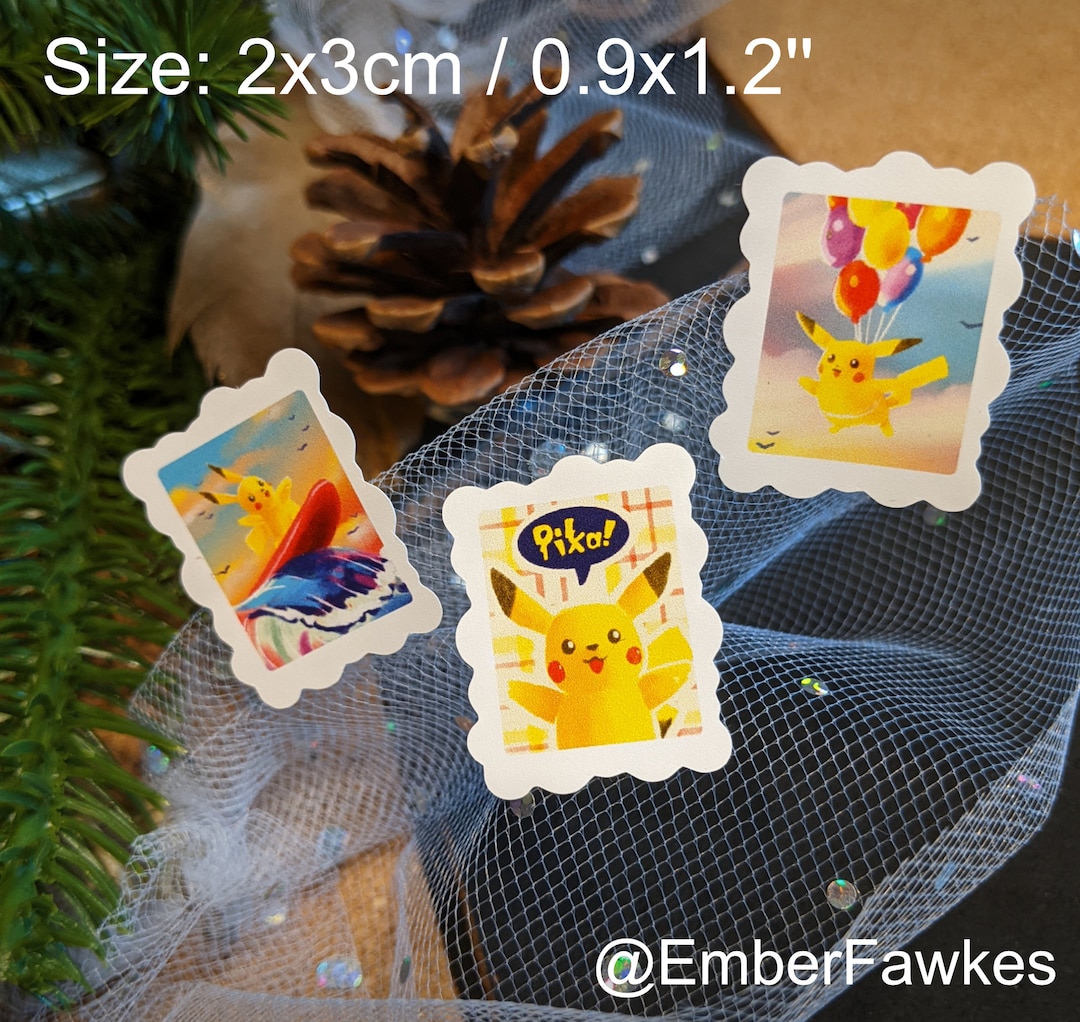 Retro Pikachu Stamp Sticker Set (vinyl) - Etsy