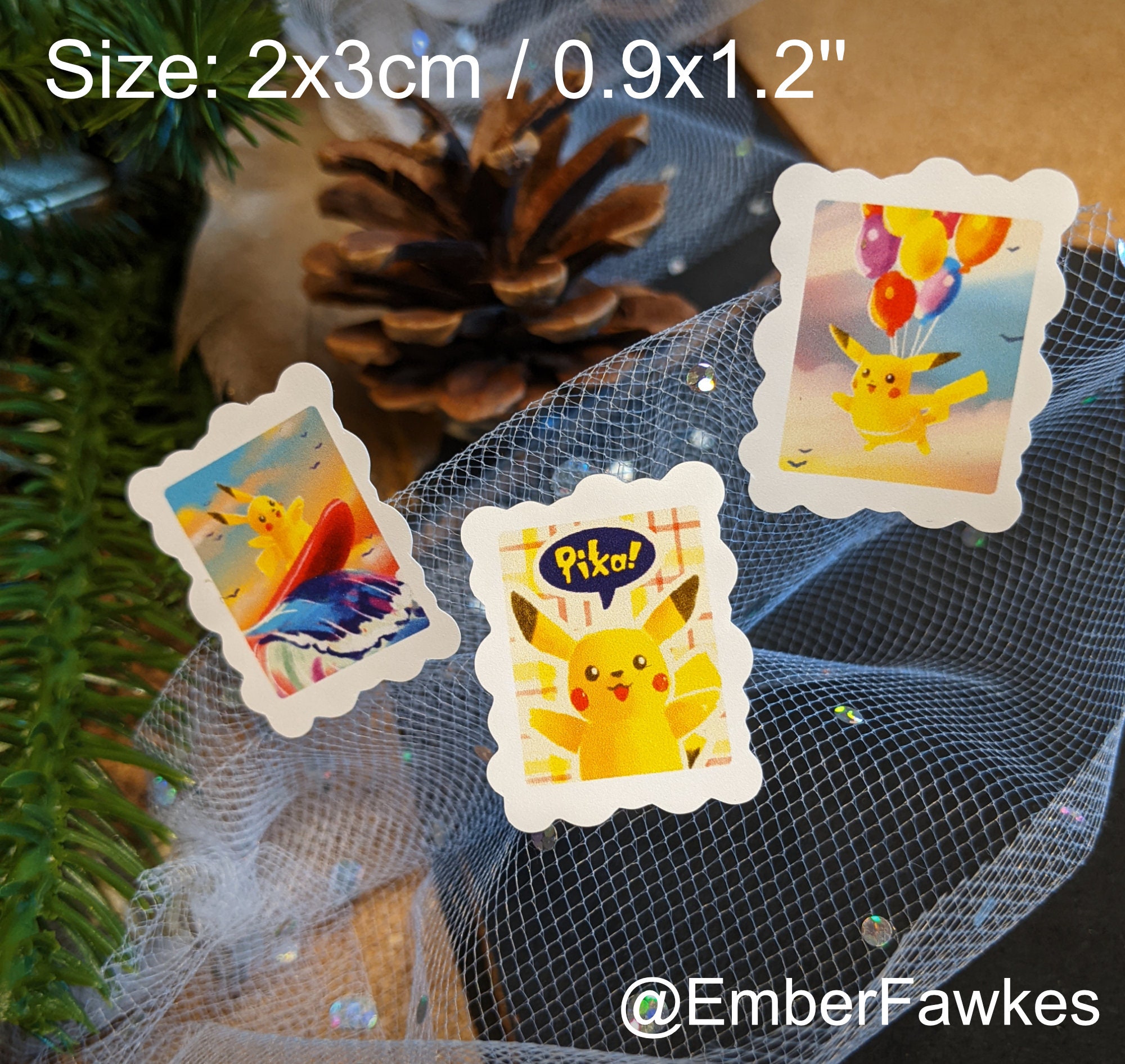 Retro Pikachu Stamp Sticker Set (vinyl) - Etsy