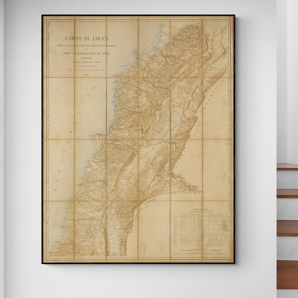 Antique Map of Lebanon - Etsy