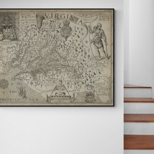 1612 John Smith Map of Jamestown Colony Virginia First Earliest Map of ...