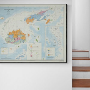 1965 Geological Map of the Fiji Islands Antique Vintage Geography ...