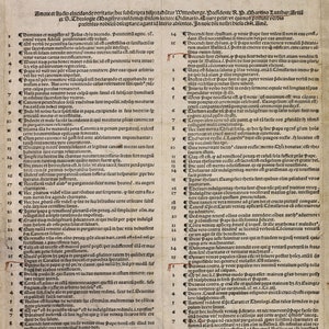 1517 Nuremberg Printing of Martin Luther 95 Theses Historical Document ...