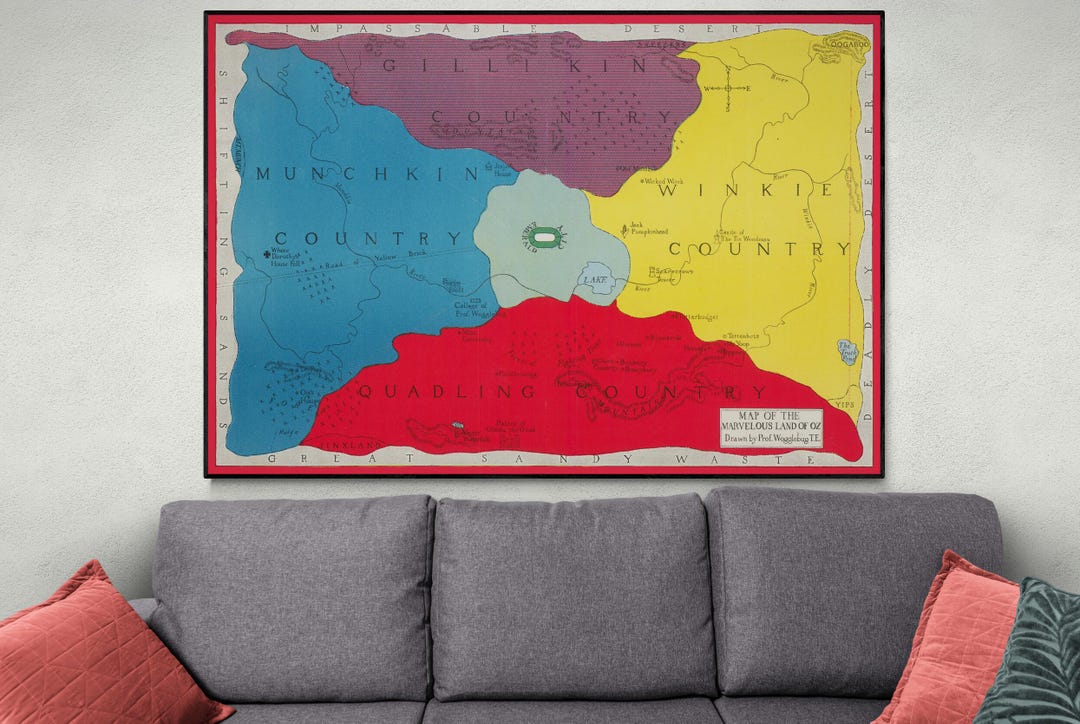 1920 Map of the Marvelous Land of Oz Fantasy Geography Nursery Literary ...