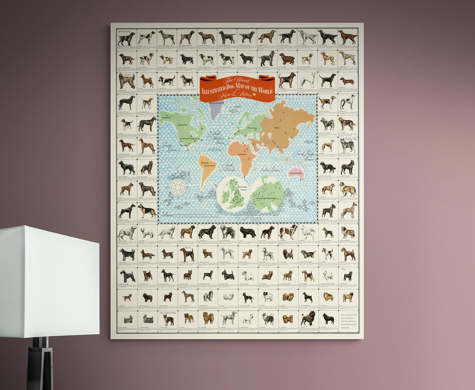 Pictorial Dog Breed Map of the World – Illustrated Vintage-style Map ...