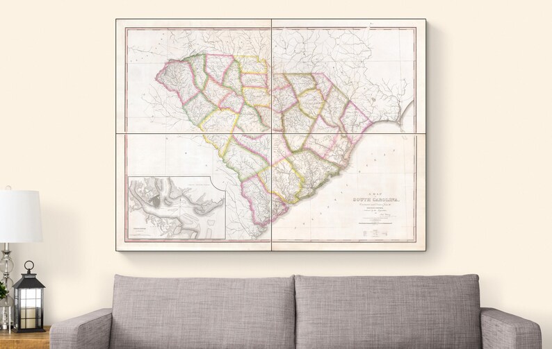 1822 Map of South Carolina – Early American Map Showing Counties ...