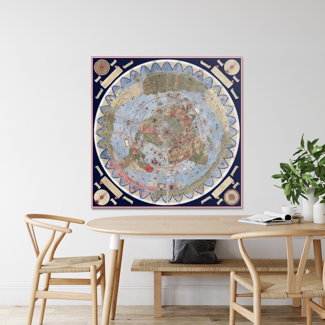 1587 Urbano Monte Manuscript Map of the World Historical Flat Earth ...